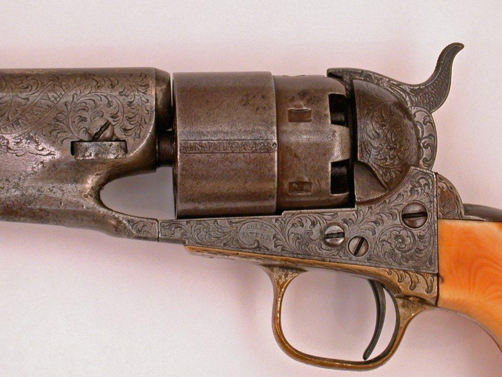 FACTORY ENGRAVED COLT 1860 ARMY REVOLVER WITH RAISED CARVED IVORY GRIPS.