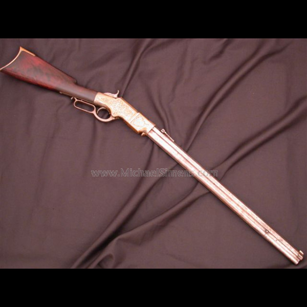 ANTIQUE HENRY RIFLE, ENGRAVED.