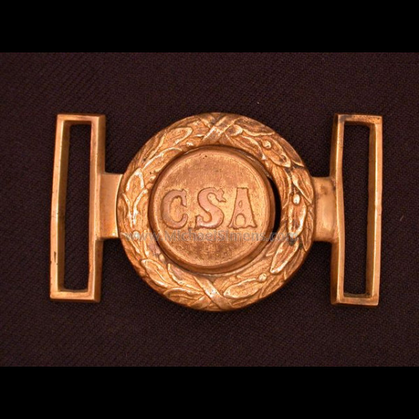 CONFEDERATE TWO-PIECE BELT-PLATE WITH "CSA" MOTIF.