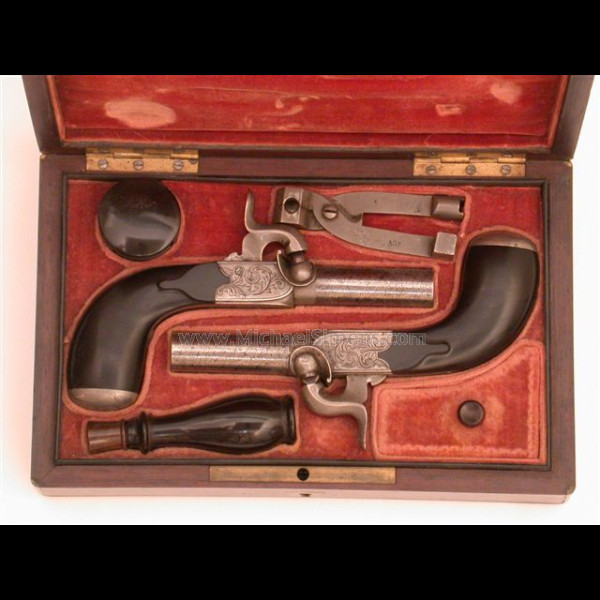 FINE PAIR OF BELGIAN MADE MUFF PISTOLS.