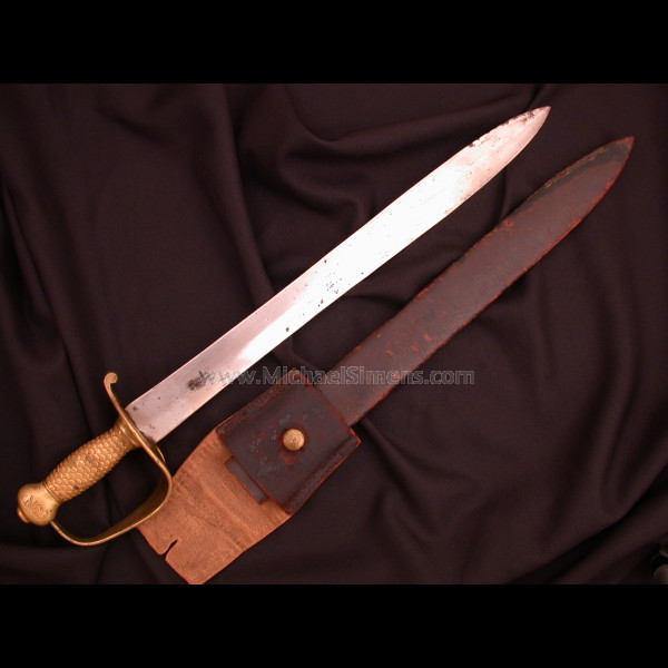 CONFEDERATE NAVAL CUTLASS WITH ORIGINAL SCABBARD AND FROG.